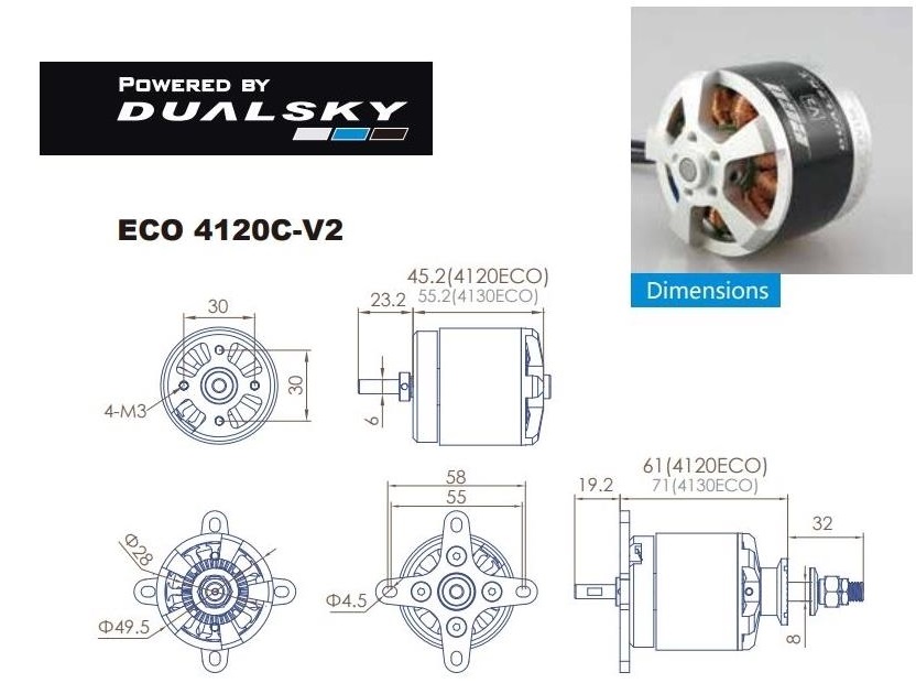 Dualsky - ECO 4120C / 500 KV Motor / 1440W